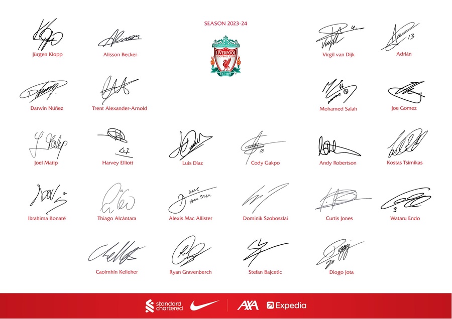 Slik ser Liverpool-spillernes autografer ut | Arkiv